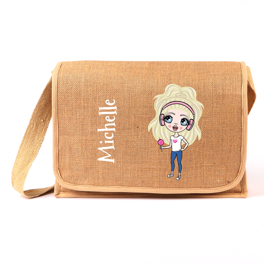 ClaireaBella Girls Personalised Classic Jute Satchel – Toxic Fox