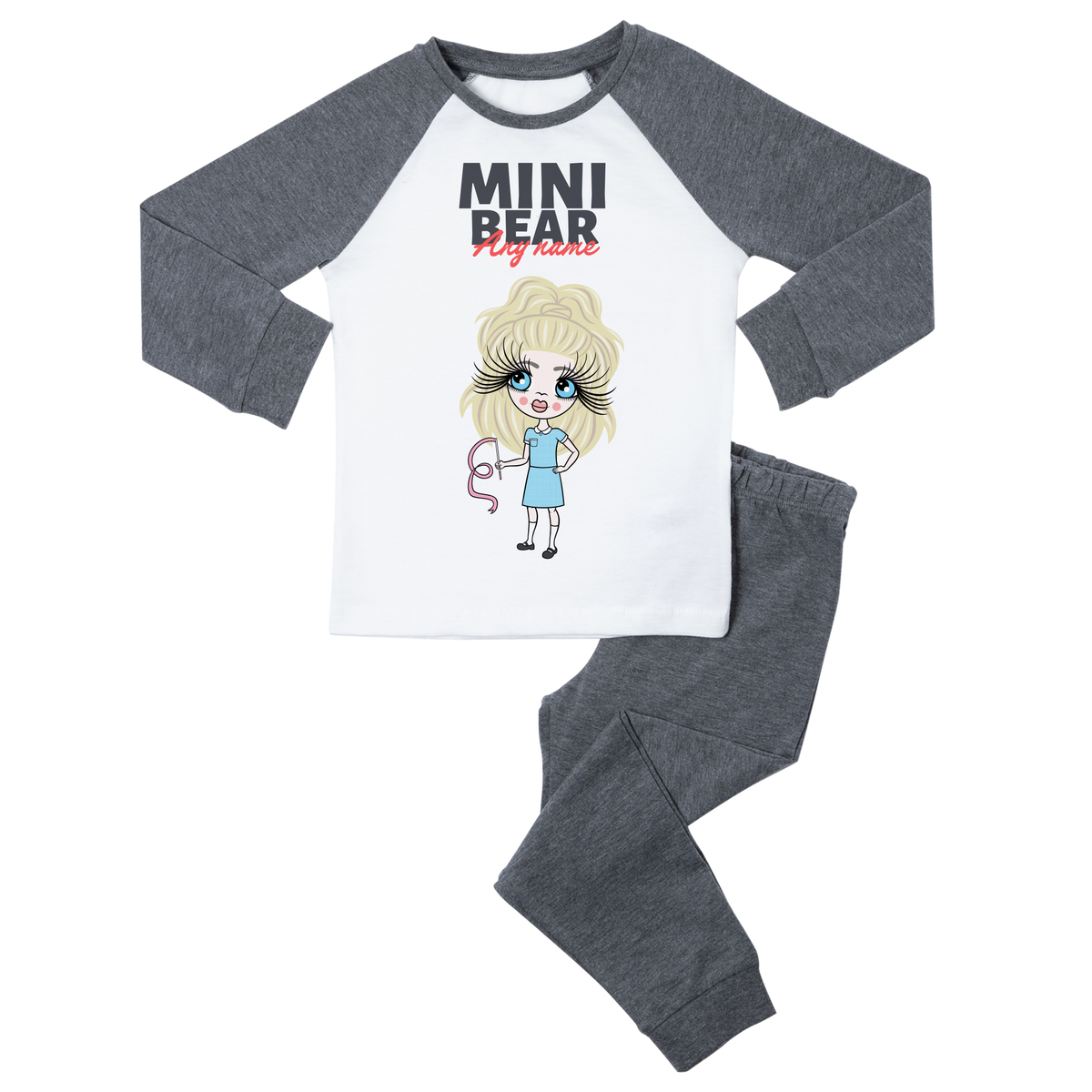 ClaireaBella Girls Personalised Mini Bear Pyjamas – Toxic Fox